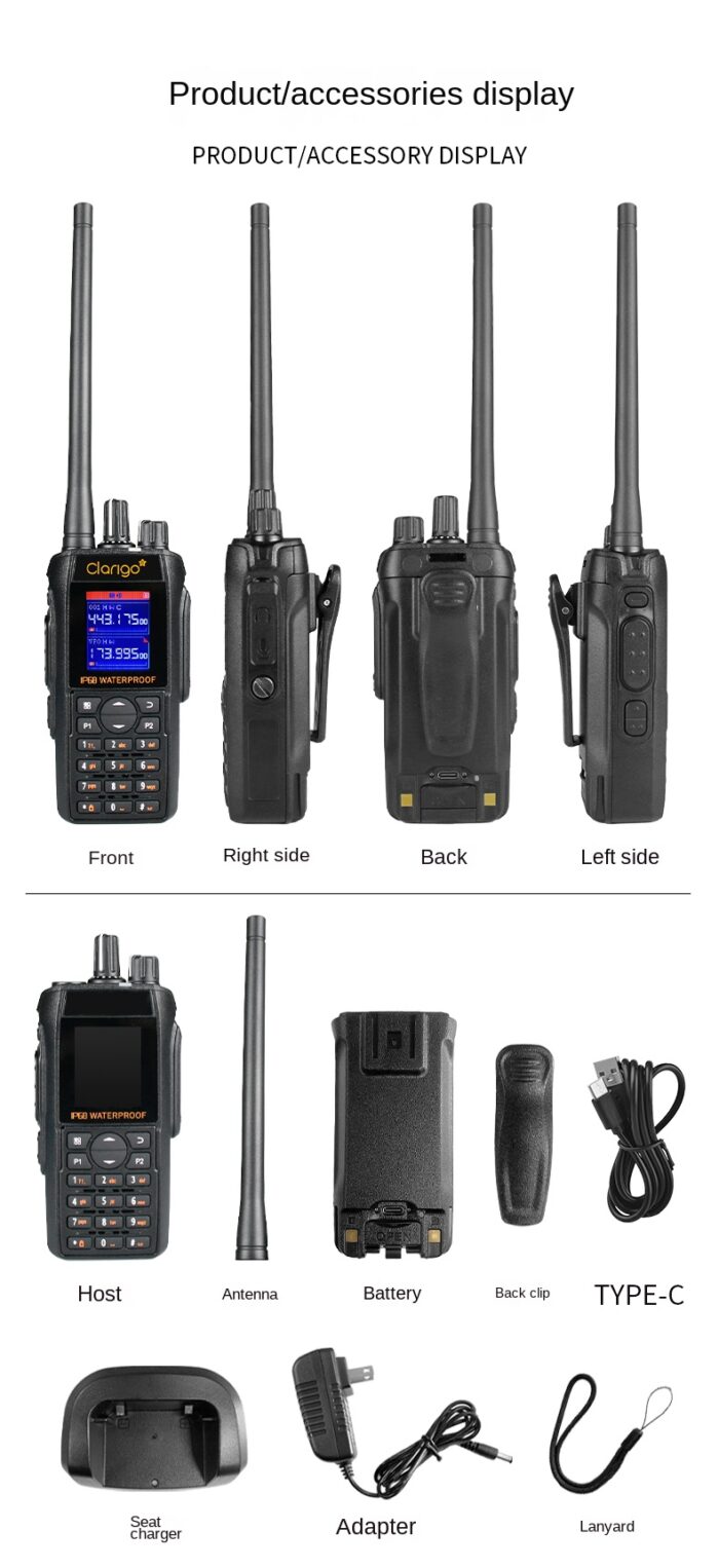 Clarigo DM668 Full Band UV15W Walkie Talkie: Long Range, Waterproof ...