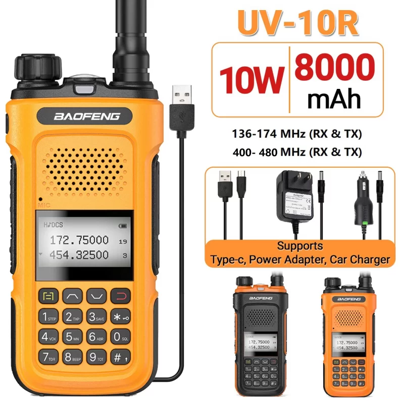 Baofeng UV-10R Walkie Talkie: Long Range & Type-C Charging